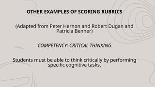 The Power of Scoring Rubrics: Enhancing Student Learning | PPTX