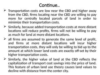 Chapter 4.pptx: Urban Land use patterns and land values | PPTX