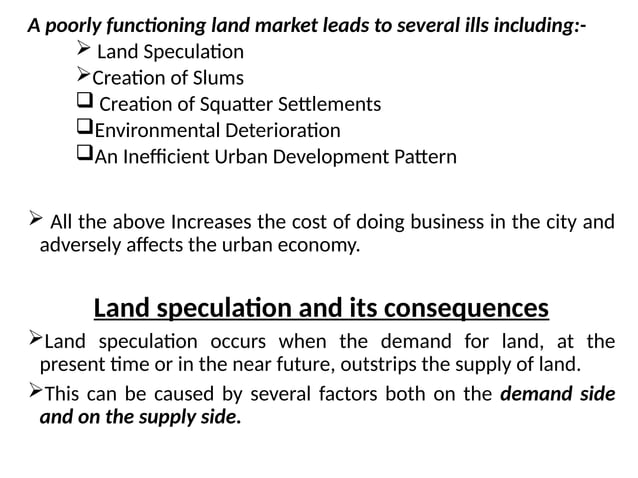 Chapter 4.pptx: Urban Land use patterns and land values | PPTX