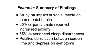 Research- Results and Summary of Finding | PPTX