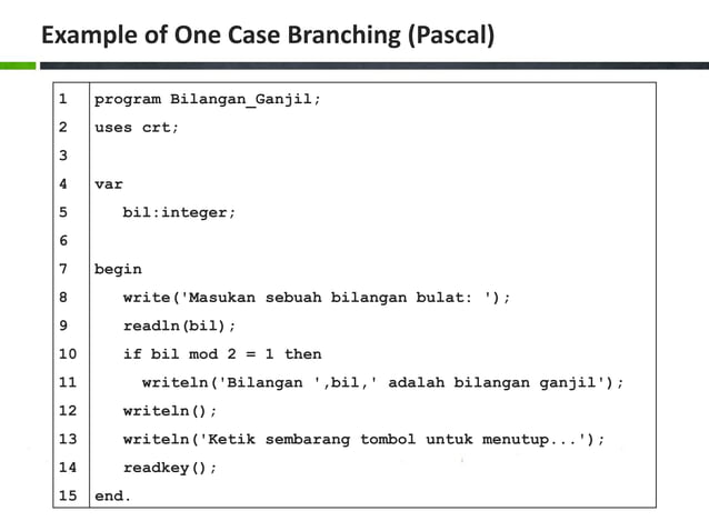 Algorithm And Programming Branching Structure Ppt