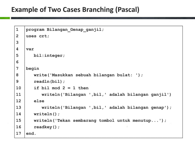 Algorithm and Programming (Branching Structure) | PPT