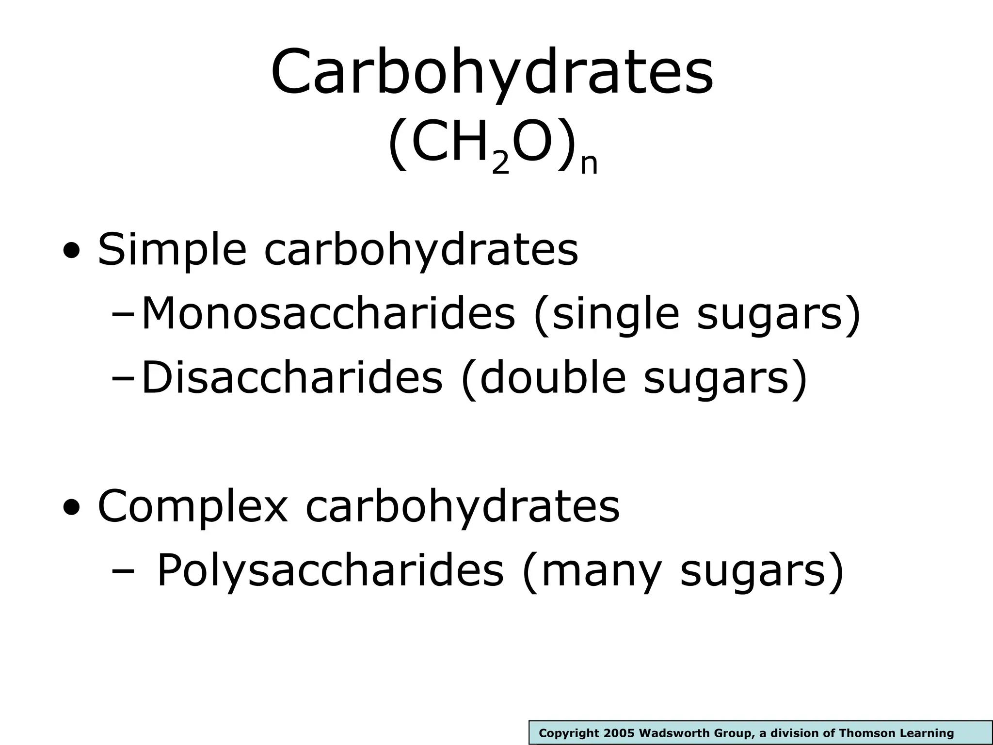 Carbohydrate Metabolism: An introduction to sugars, starches and fiber ...