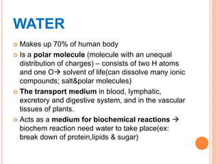 Chapter 4 chemical composition of the cell | PPTX