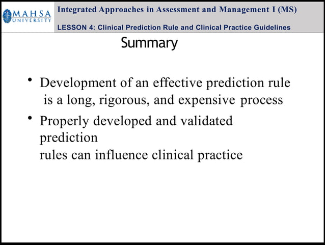 Chapter 4 - Clinical Prediction Rule and Clinical Practice Guidelines ...