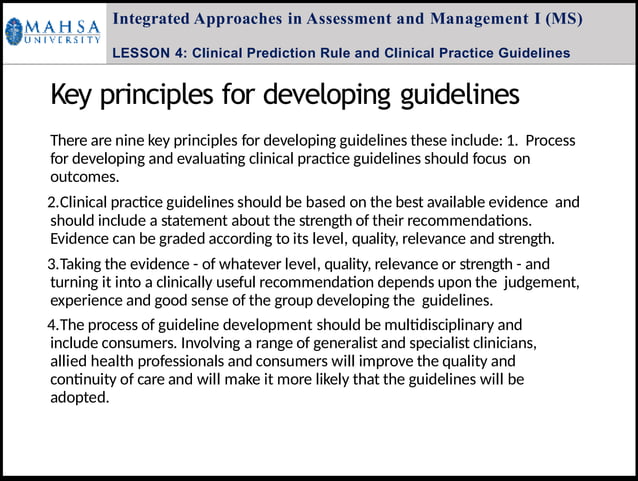 Chapter 4 - Clinical Prediction Rule and Clinical Practice Guidelines ...