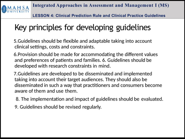 Chapter 4 - Clinical Prediction Rule and Clinical Practice Guidelines ...