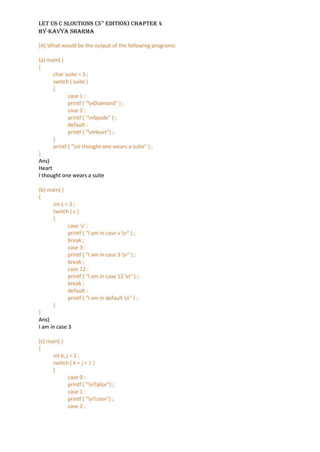 LET US C (5th EDITION) CHAPTER 4 ANSWERS | PDF