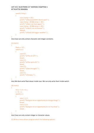 LET US C (5th EDITION) CHAPTER 4 ANSWERS | PDF