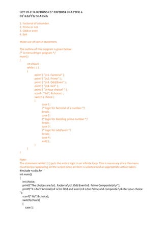 LET US C (5th EDITION) CHAPTER 4 ANSWERS | PDF