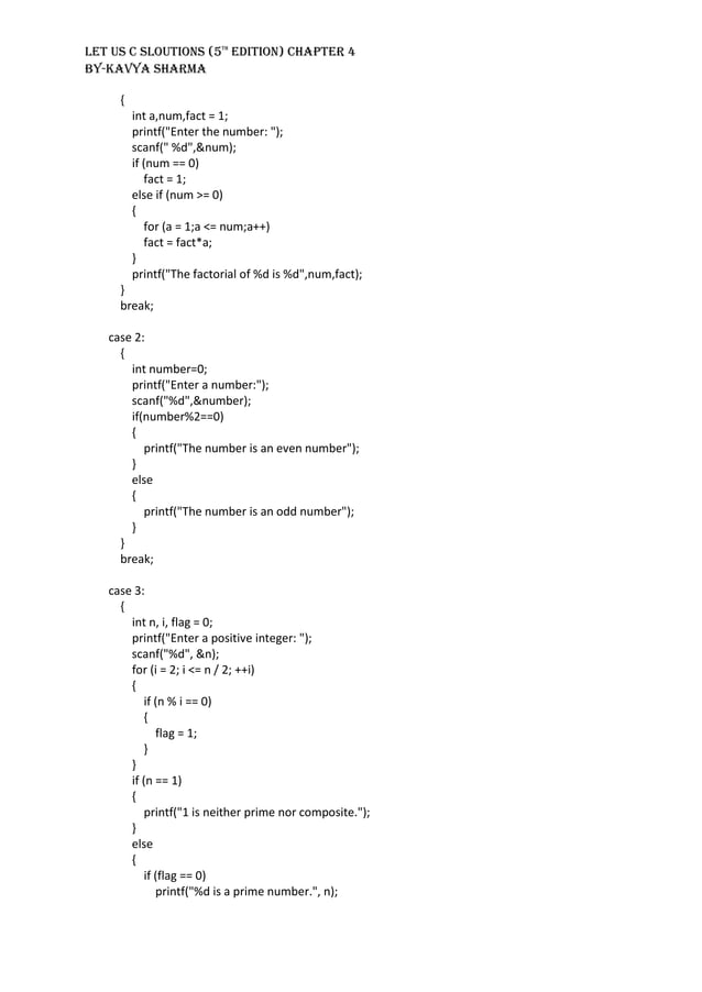 LET US C (5th EDITION) CHAPTER 4 ANSWERS | PDF