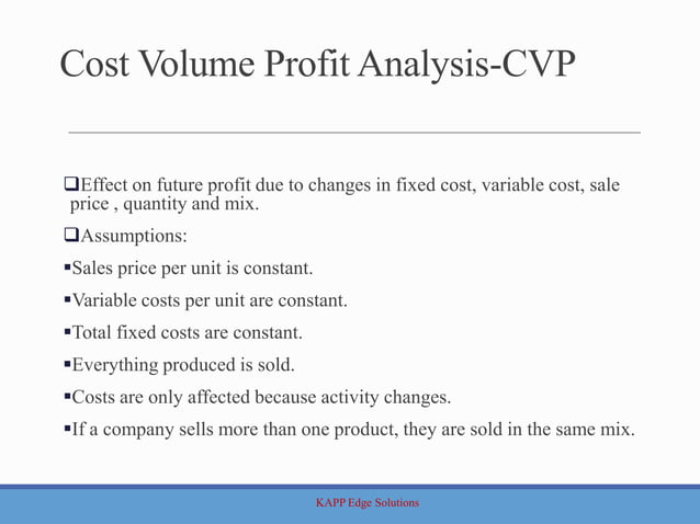 Cost Volume Profit Analysis | PPT