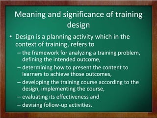 Designing Training Programs | PPTX