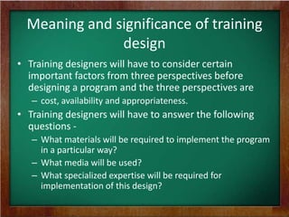 Designing Training Programs | PPTX