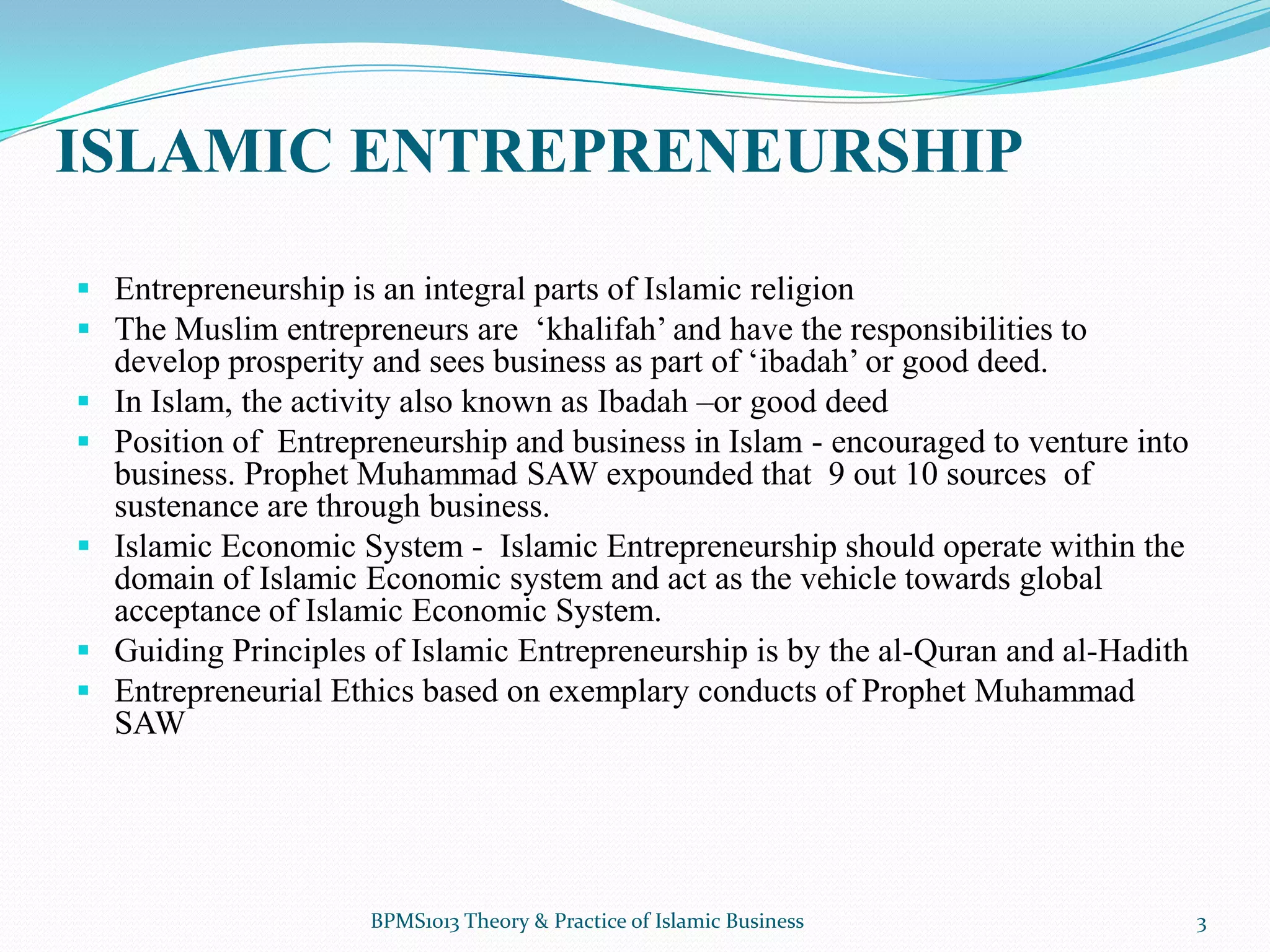 Chapter 4 : Entrepreneurship and Islamic Business | PPTX