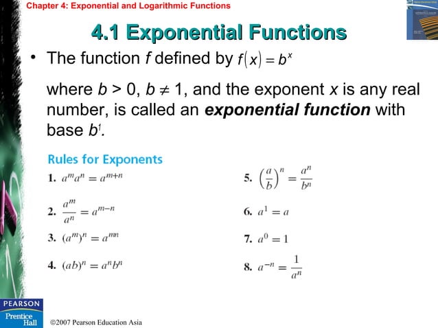 Chapter 4 - Exponential and Logarithmic Functions | PPT