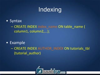Chapter 4 functions, views, indexing | PPTX