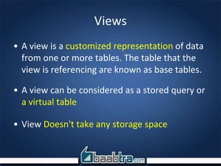 Chapter 4 functions, views, indexing | PPTX