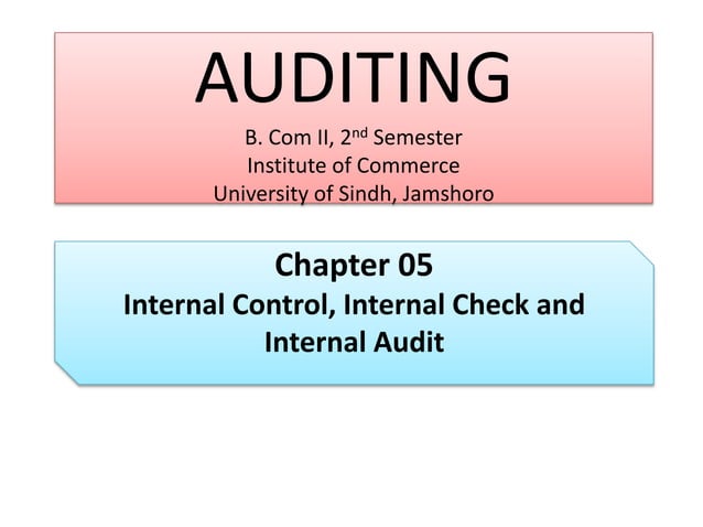 Chapter 4-Internal Control, Internal Check and Internal Audit.pptx | Business Accounting ...