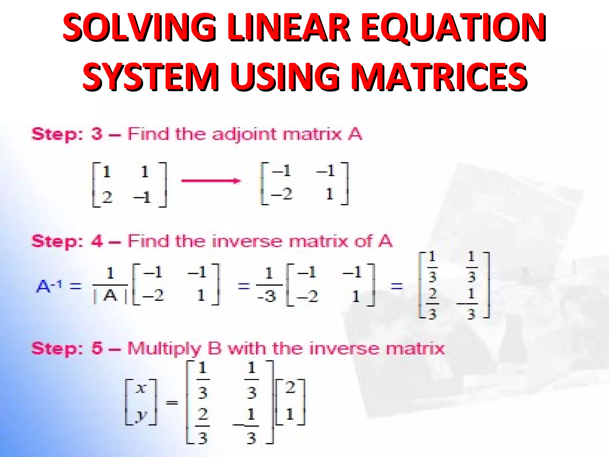 Chapter 4 matrix | PPT