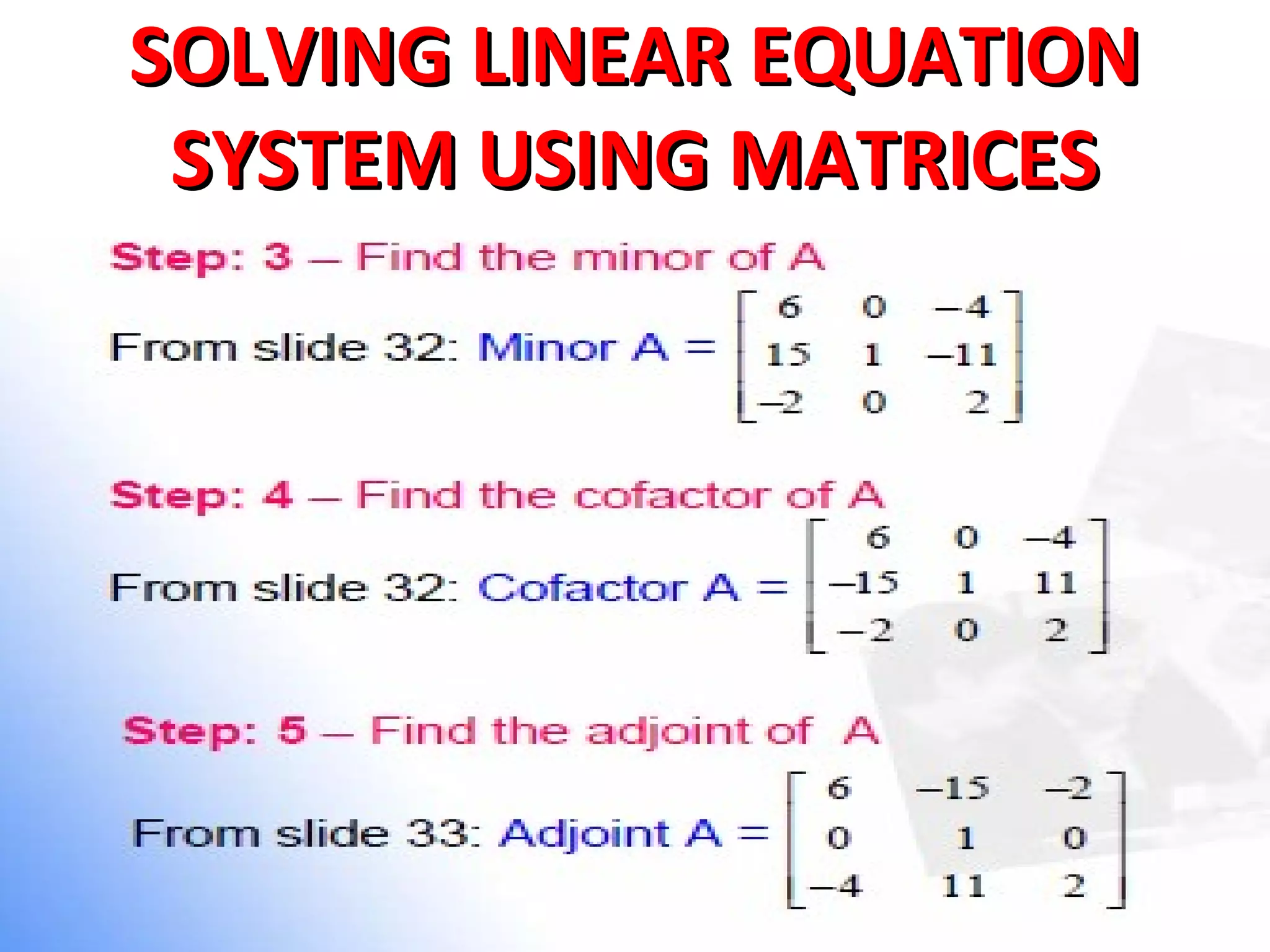 Chapter 4 matrix | PPT