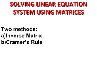 Chapter 4 matrix | PPT
