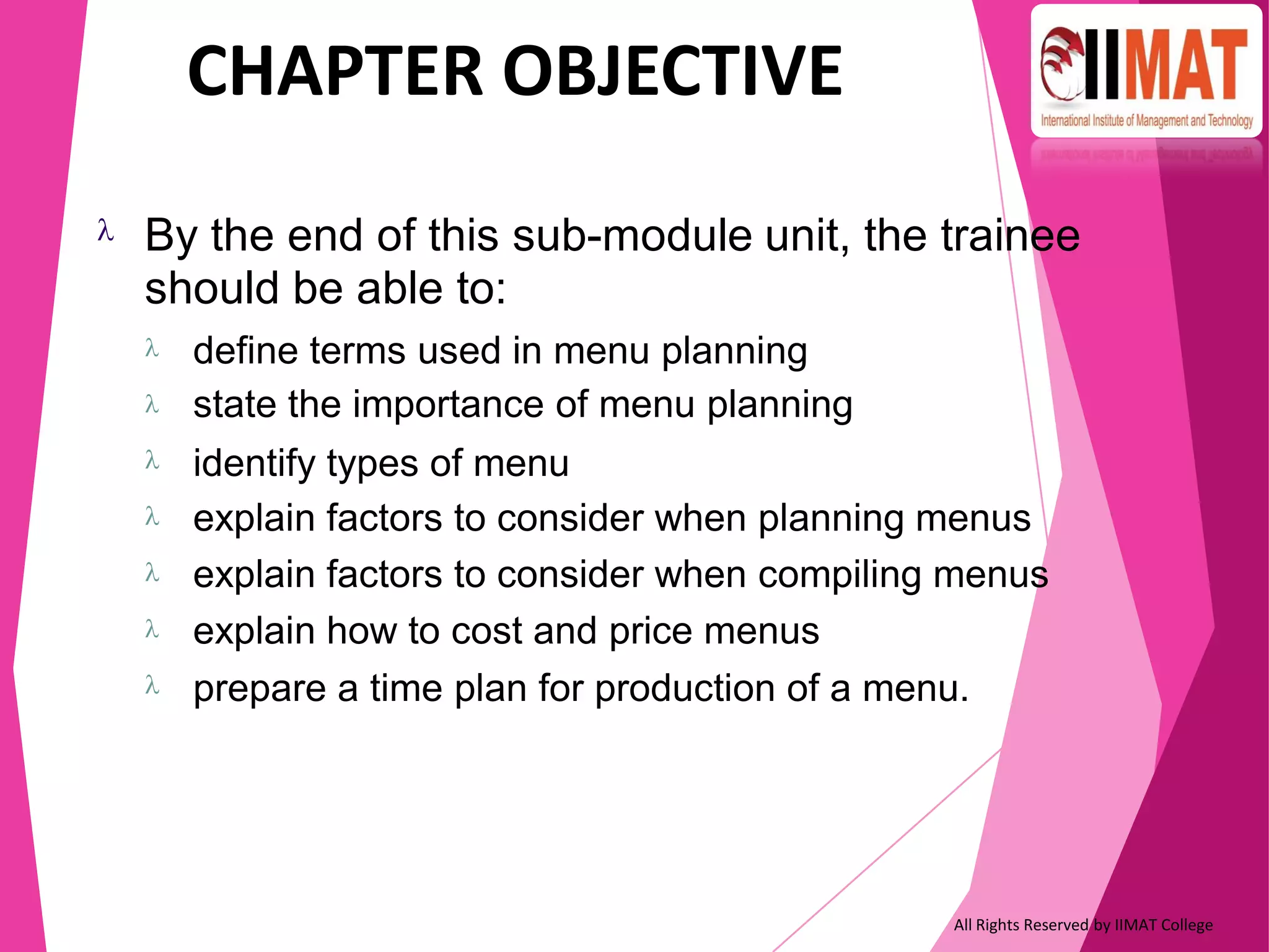 Menu Planning | PDF