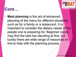 Menu Planning | PDF