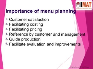Menu Planning | PDF