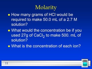 Chapter 4 molarity | PPTX | Chemistry | Science