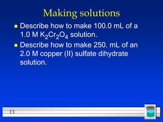 Chapter 4 molarity | PPTX | Chemistry | Science