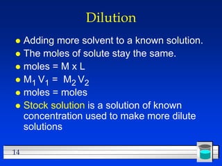 Chapter 4 molarity | PPTX | Chemistry | Science
