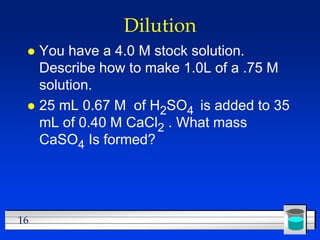 Chapter 4 molarity | PPTX | Chemistry | Science