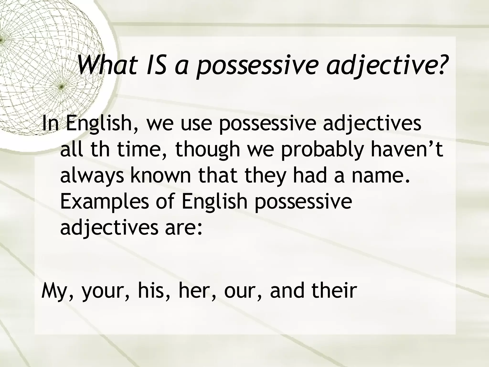 Chapter4 - Possessive Adjectives | PPT