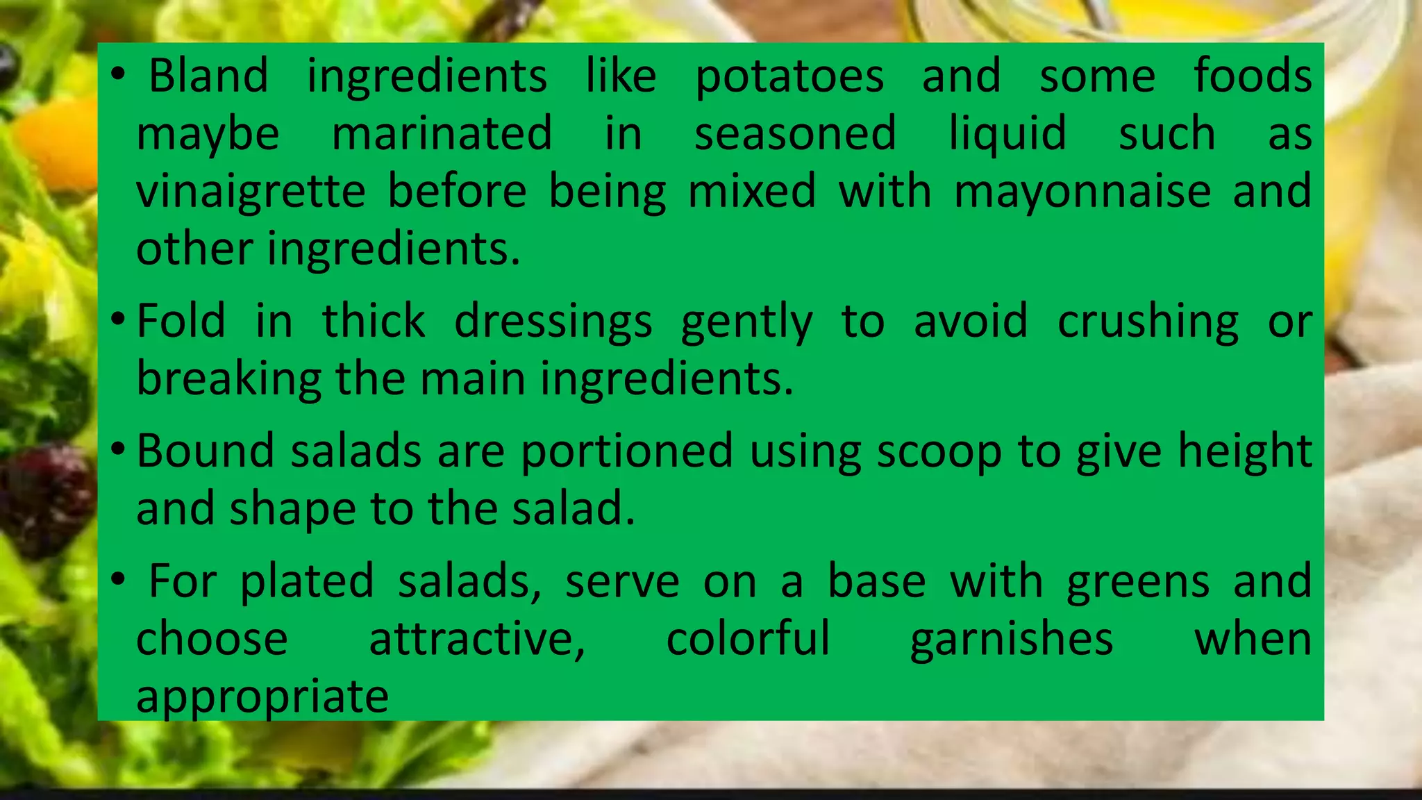 Chapter 4 prepare salads and dressing ppt | PPTX