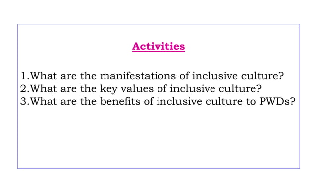 Chapter 4 - Promoting Inclusive Culture.ppt | Special Needs Kids ...