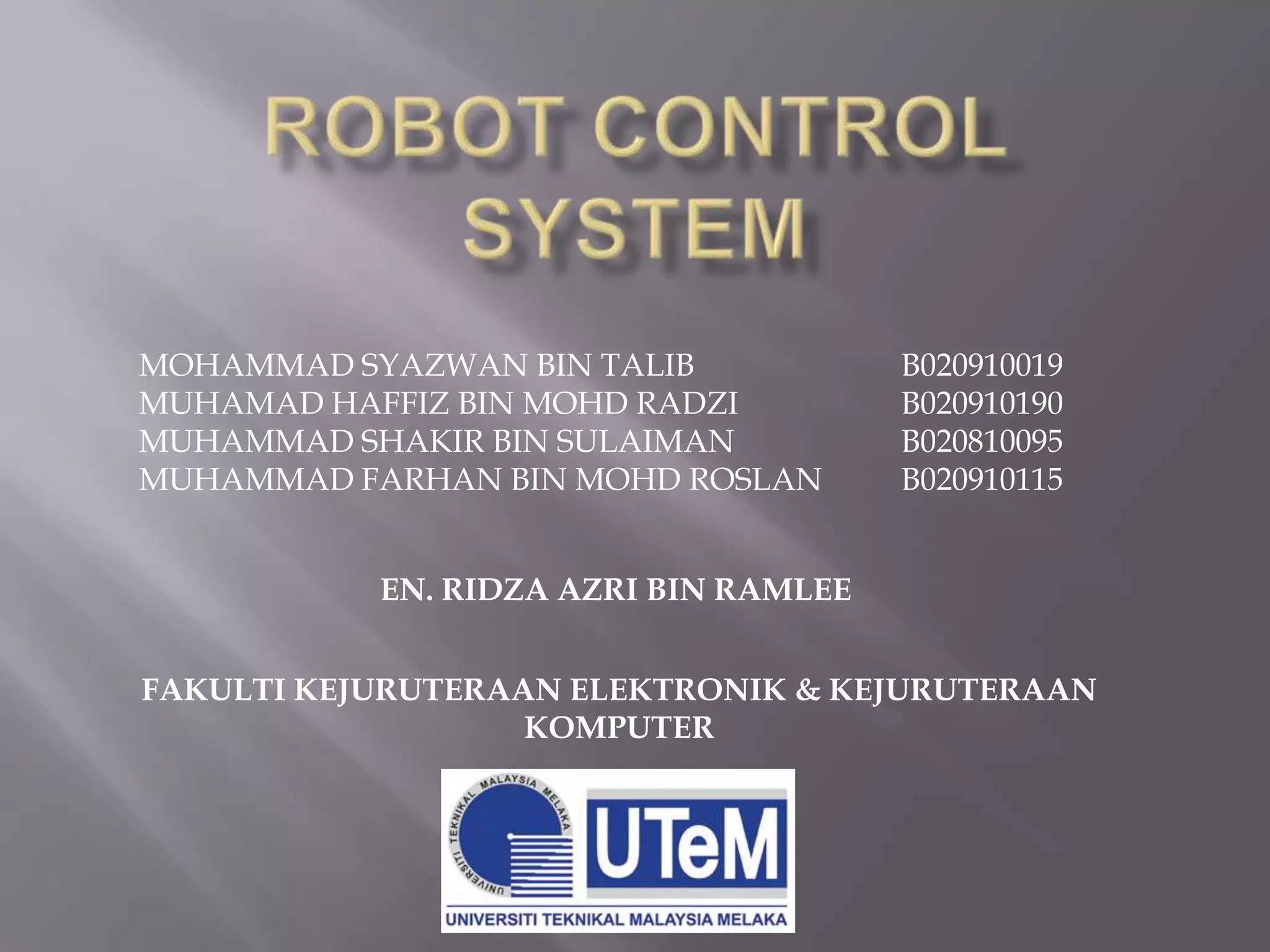 Chapter 8 - Robot Control System | PPT