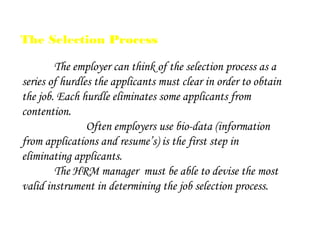 Selection of Human Resource | PPT