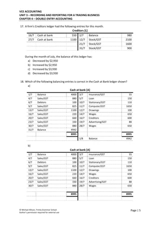 Chapter 4 - Double-Entry Accounting Test | PDF