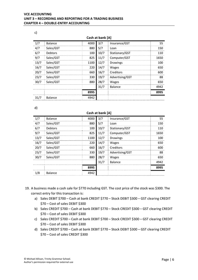Chapter 4 - Double-Entry Accounting Test | PDF