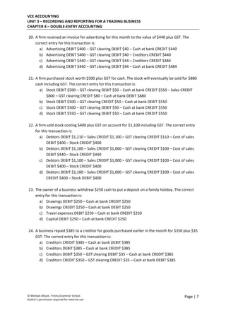 Chapter 4 - Double-Entry Accounting Test | PDF