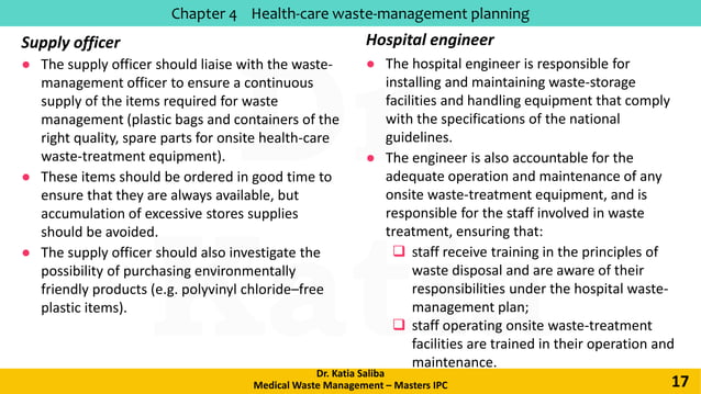 # Chapter 4 - Waste Management - IPC - Katia Saliba.pptx | Infectious ...