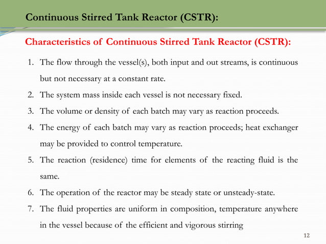 It is a presentation PPT of a CSTR Reactor | PPTX | Chemistry | Science