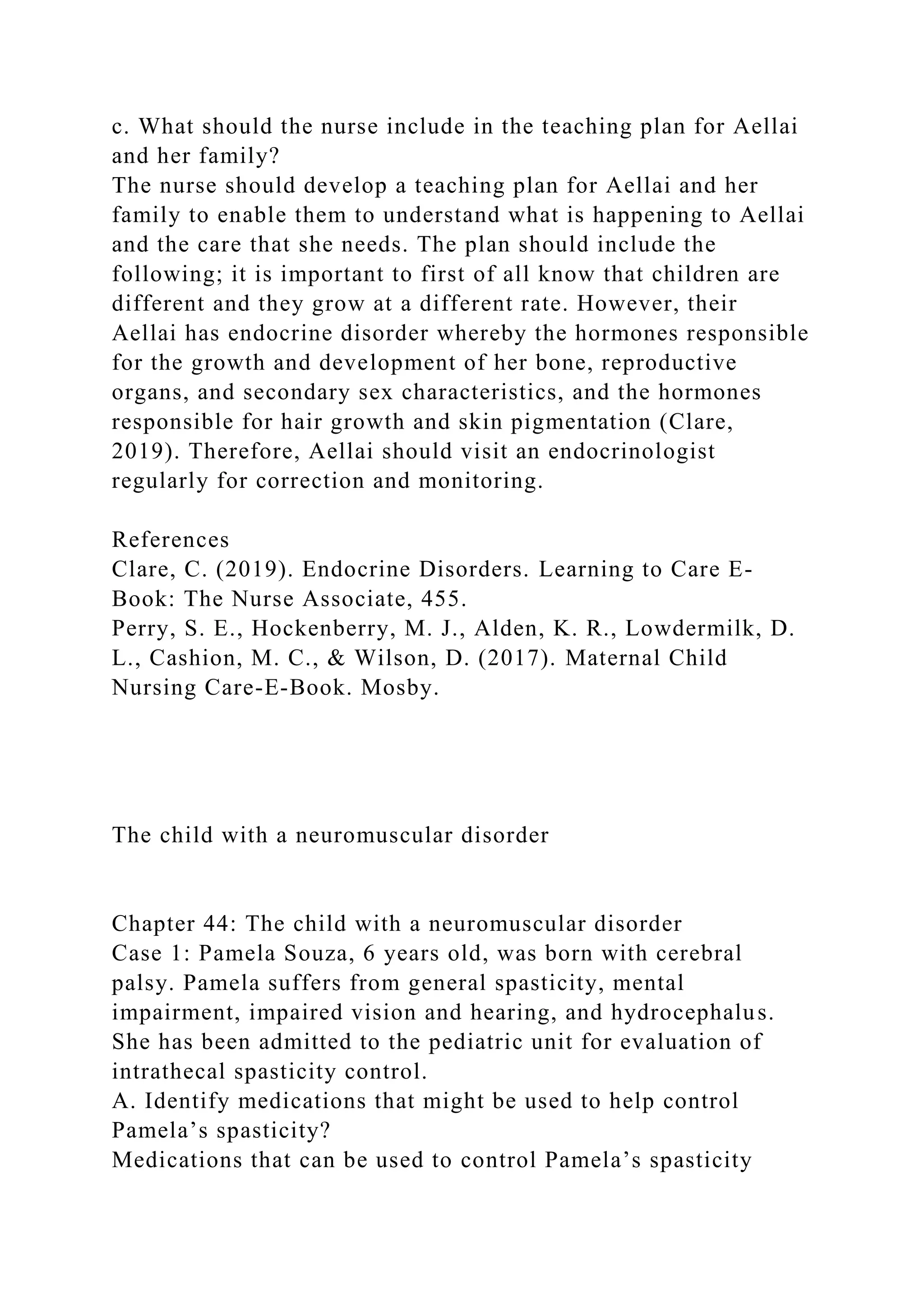 Chapter 44 The child with a neuromuscular disorderCase 1 Pamel.docx