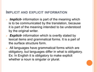 Implicit Meaning and Steps in a translation Project | PPT