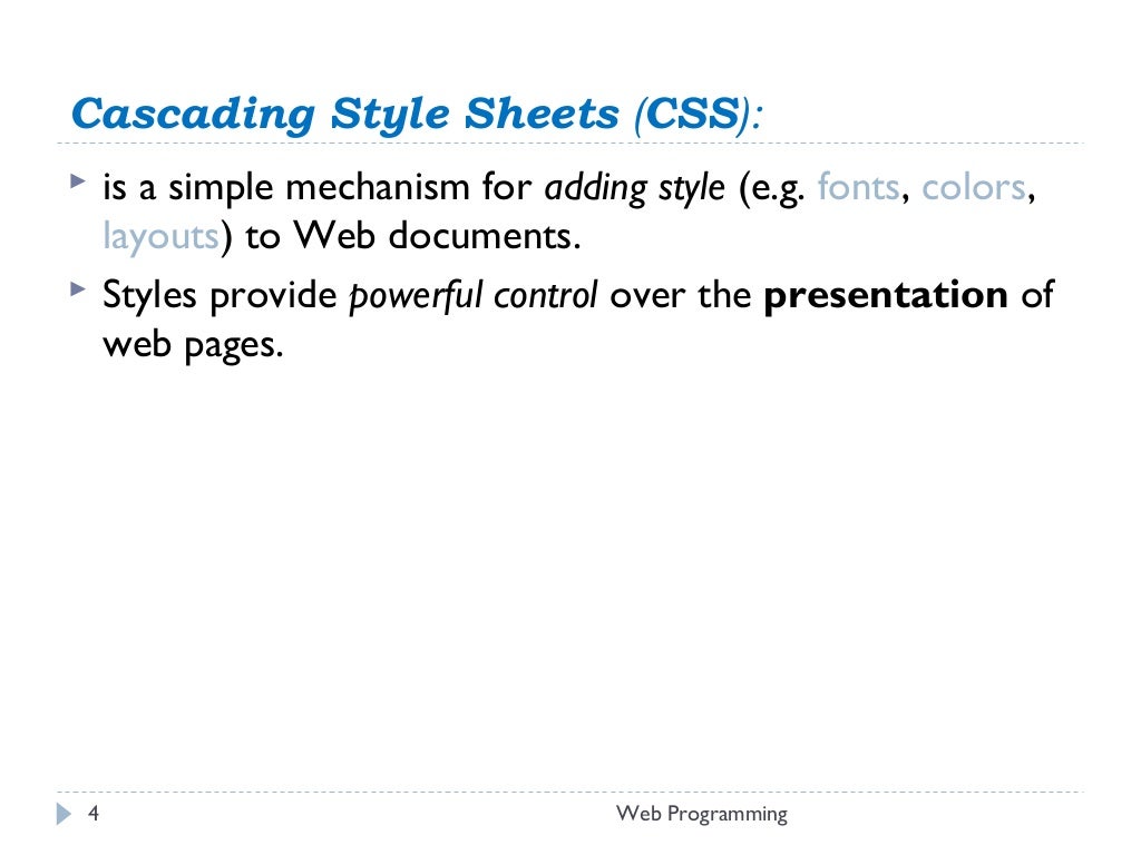 Chapter 4a cascade style sheet css