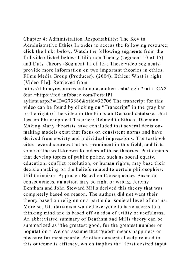 Chapter 4 Administration Responsibility The Key to Administrativ.docx