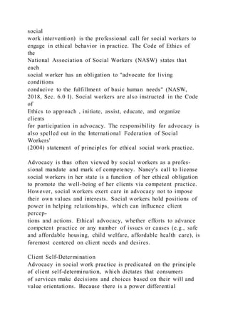 Chapter 4 ADVOCACY IN SOCIAL WORK Learning Objectives A | DOCX