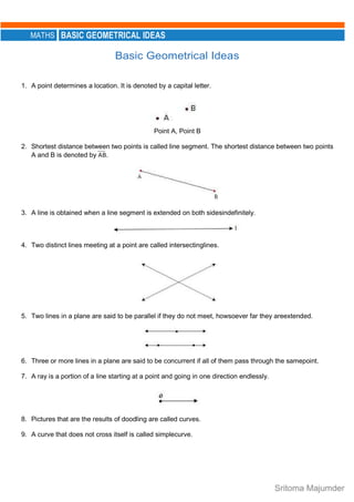 CBSE Grade 6 Mathematics Ch 4 Basic Geometrical Ideas Notes | PDF