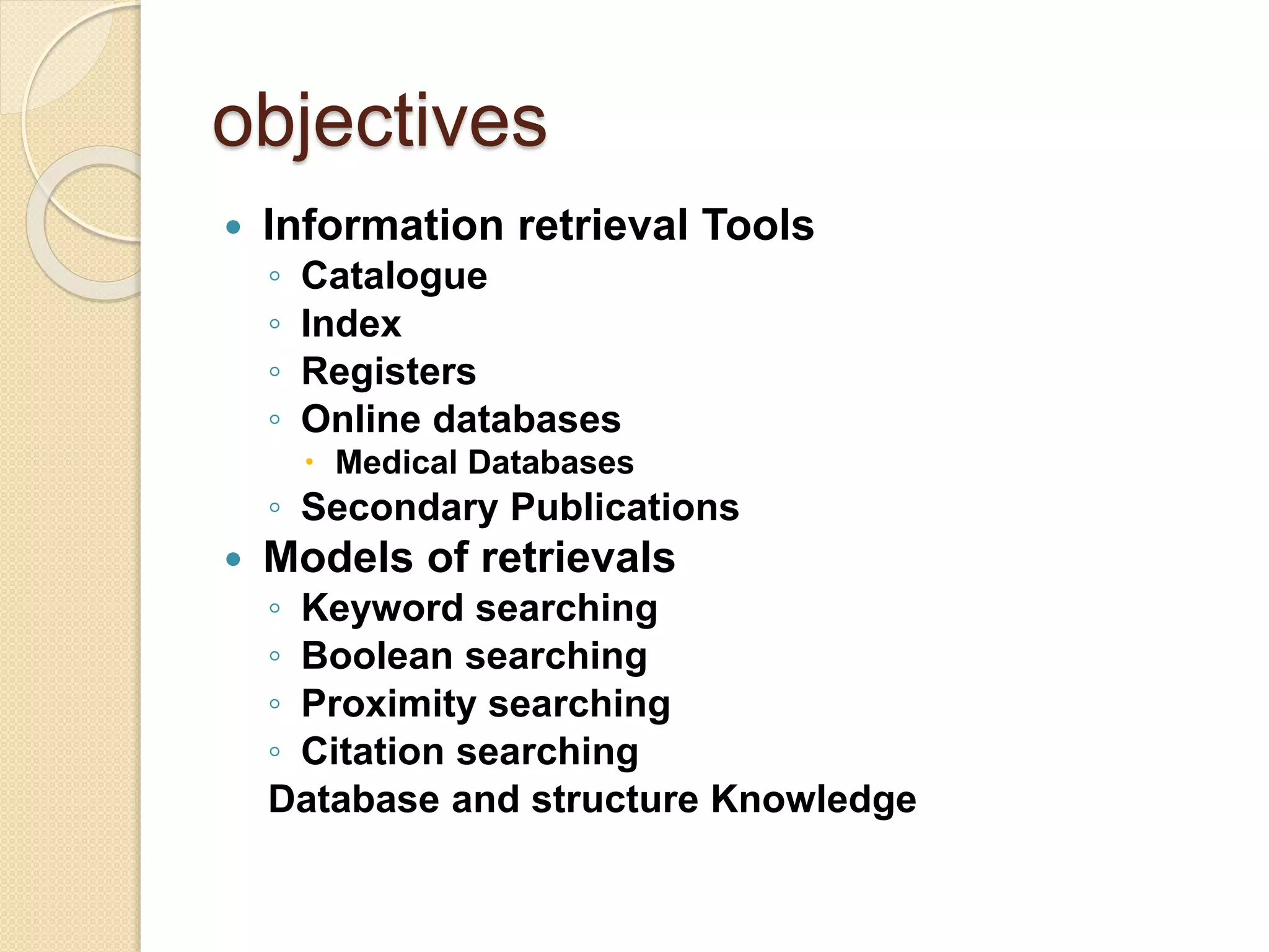 basis of infromation retrival part 1 retrival tools | PPTX